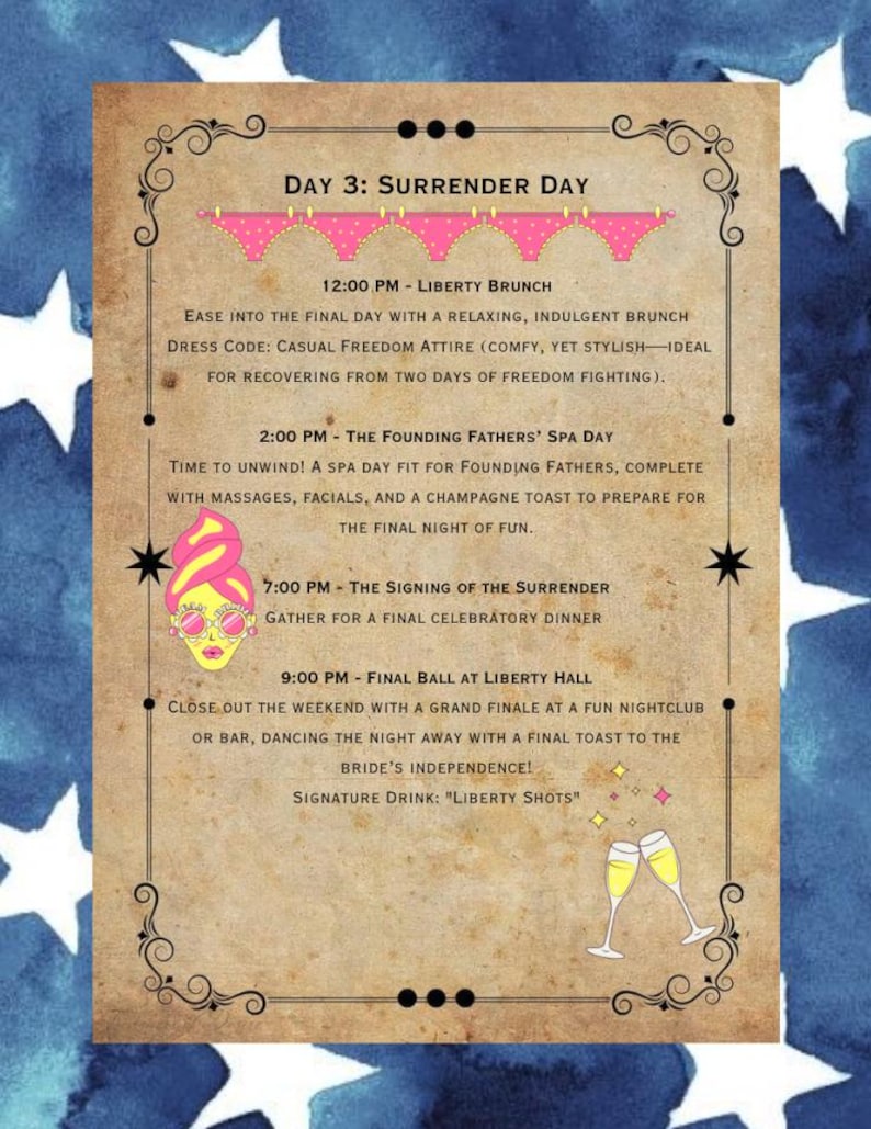 Last Declaration of Independence Founding Fathers Bachelorette Invite ...