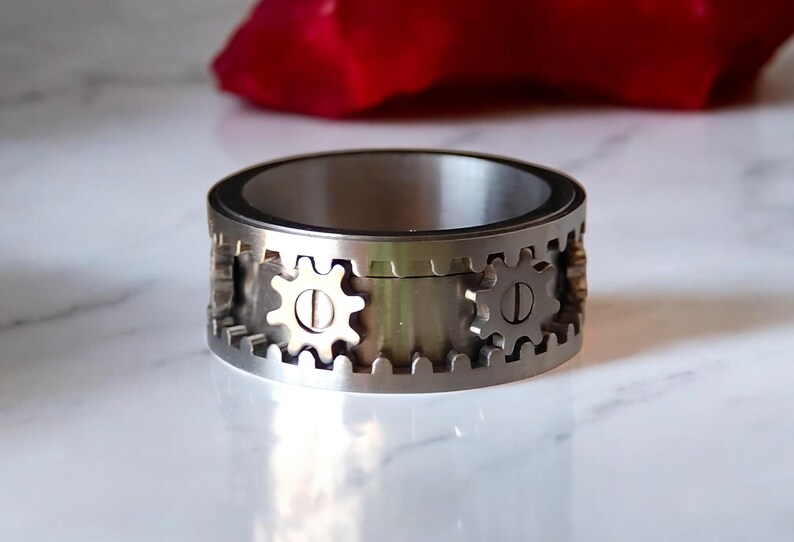Gear Spinner Ring, Rotating Gear Ring, Fidget Spinner Ring, Spinning ...