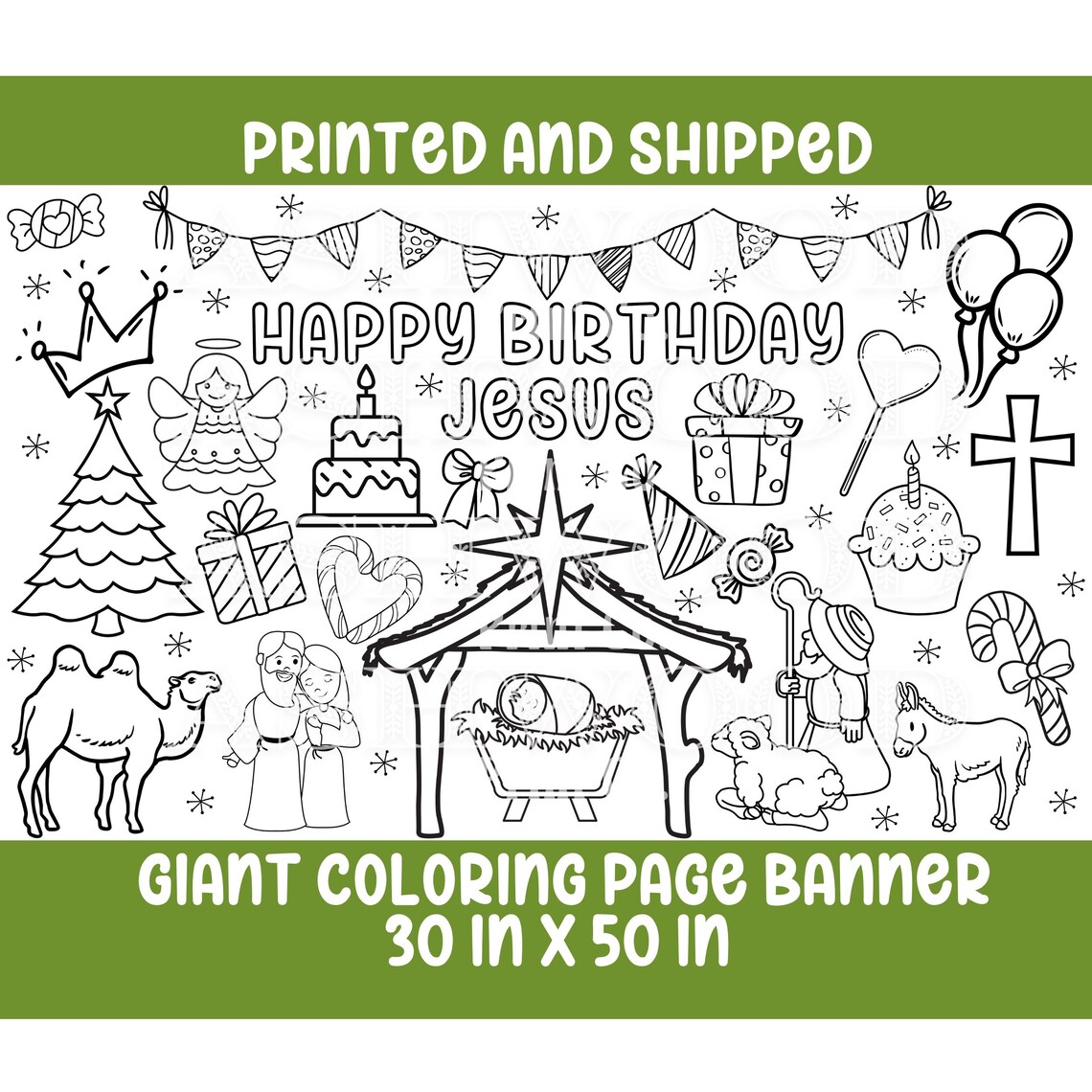 Giant Christmas Coloring Poster, Holiday Coloring Page, Gift for Kids ...