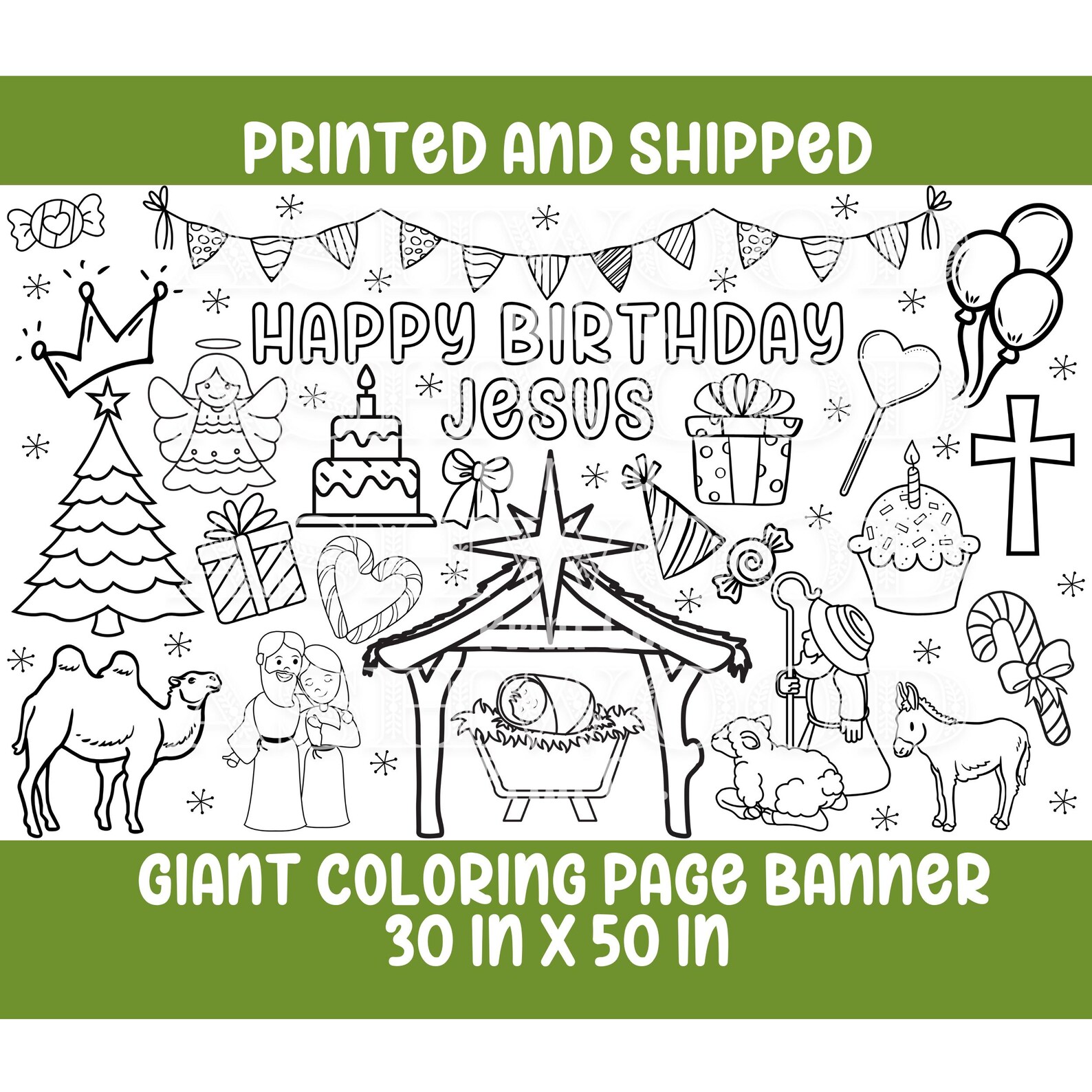 Giant Christmas Coloring Poster, Holiday Coloring Page, Gift for Kids ...