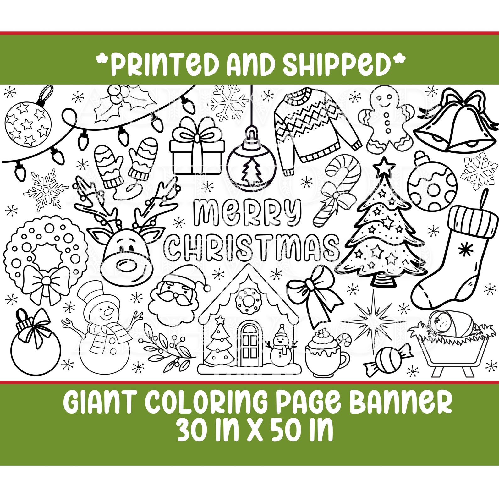 Giant Christmas Coloring Poster, Holiday Coloring Page, Gift for Kids ...