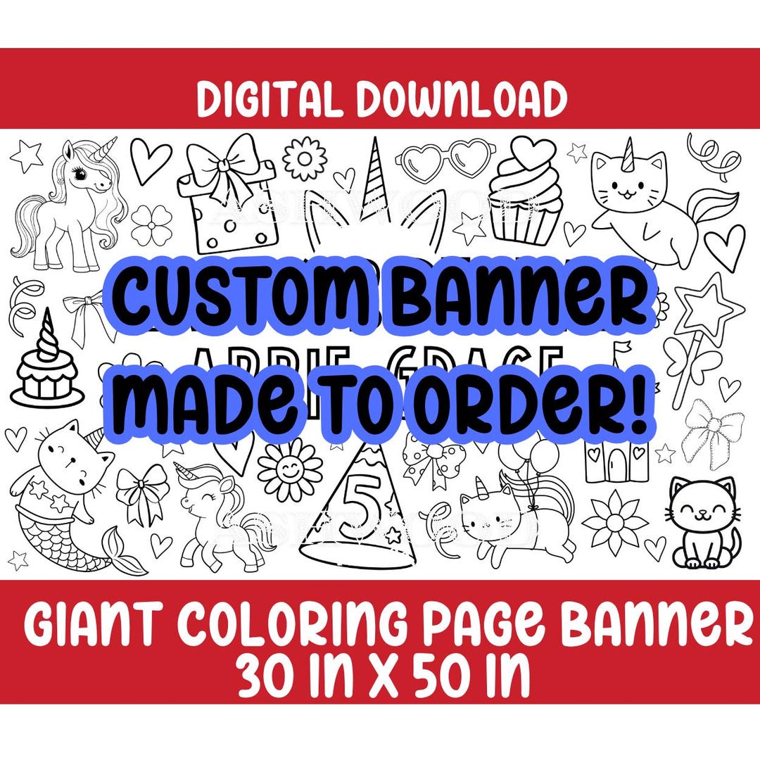 Custom Banner - Coloring Poster, Holiday Coloring Page, Gift for Kids ...