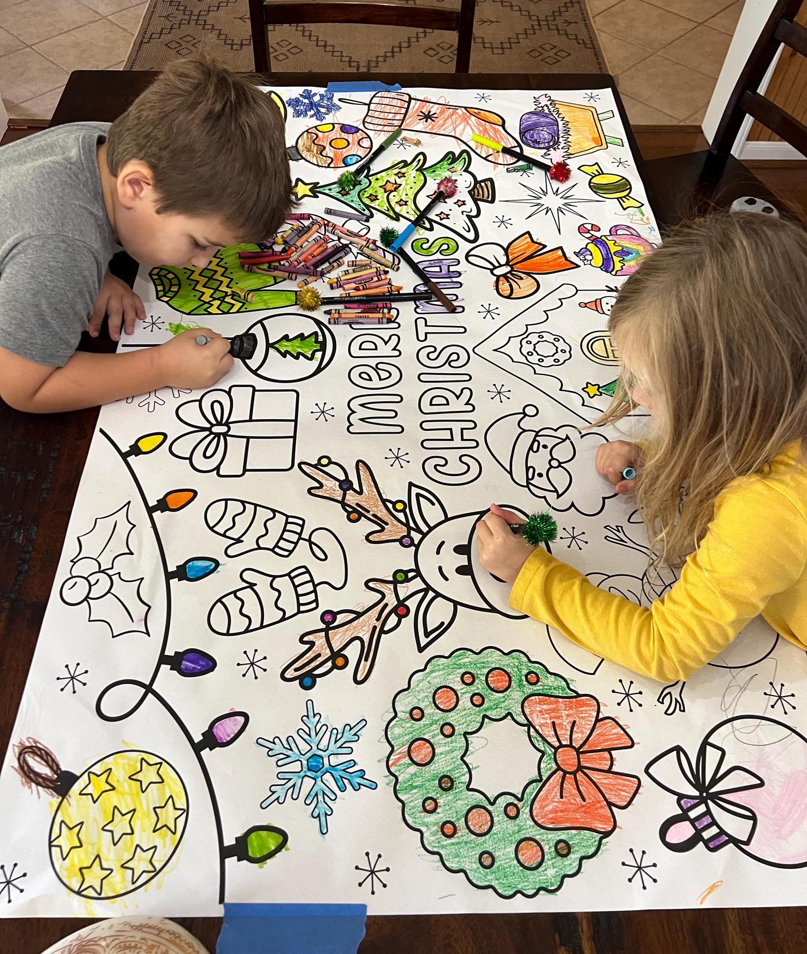 Giant New Year Coloring Poster, Holiday Coloring Page, Activities for ...