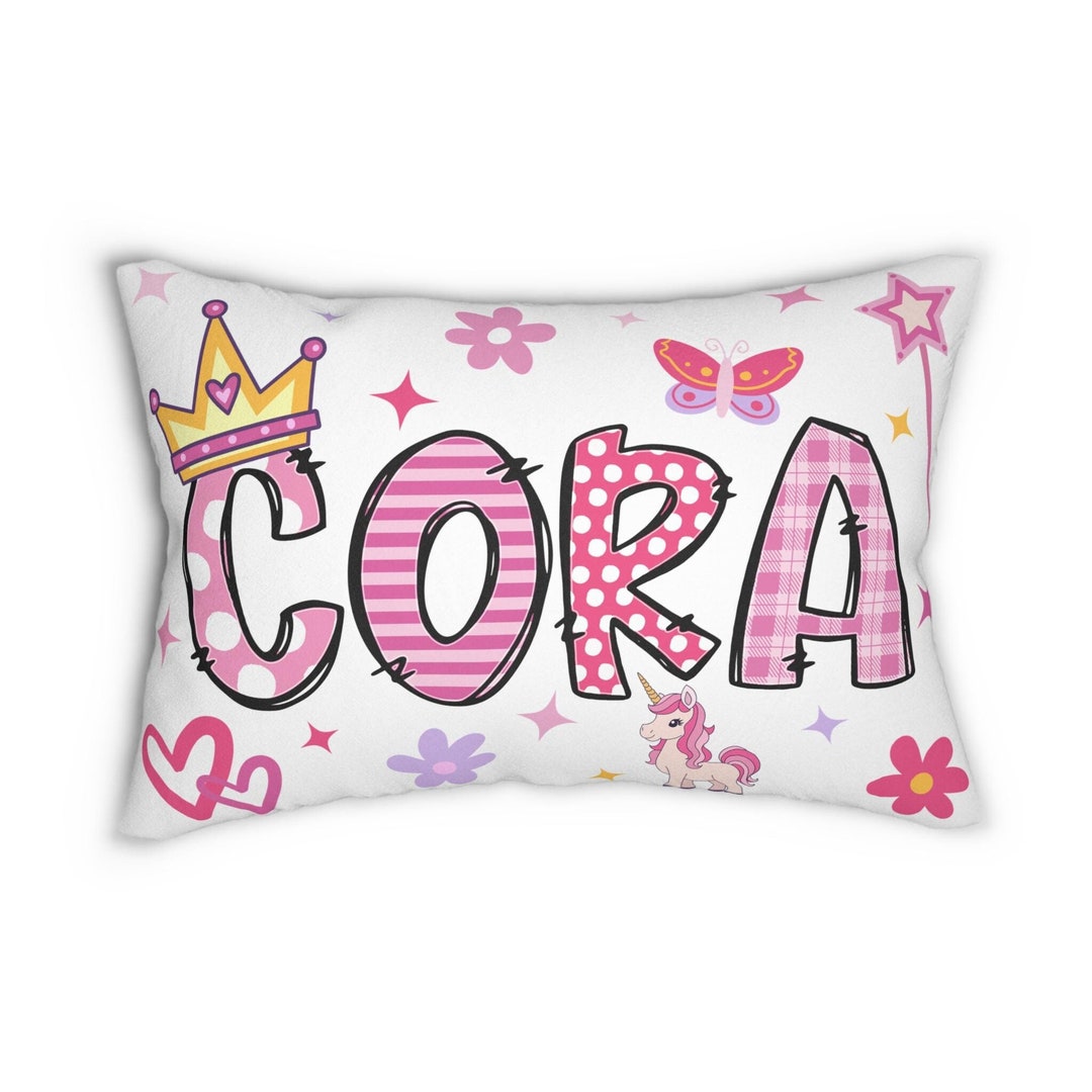 Pink Princess Kids Throw Pillow, Personalized Room Decor, Birthday Gift ...