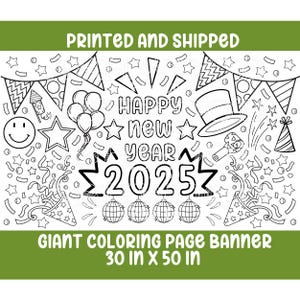 Giant New Year Coloring Poster, Holiday Coloring Page, Activities for ...