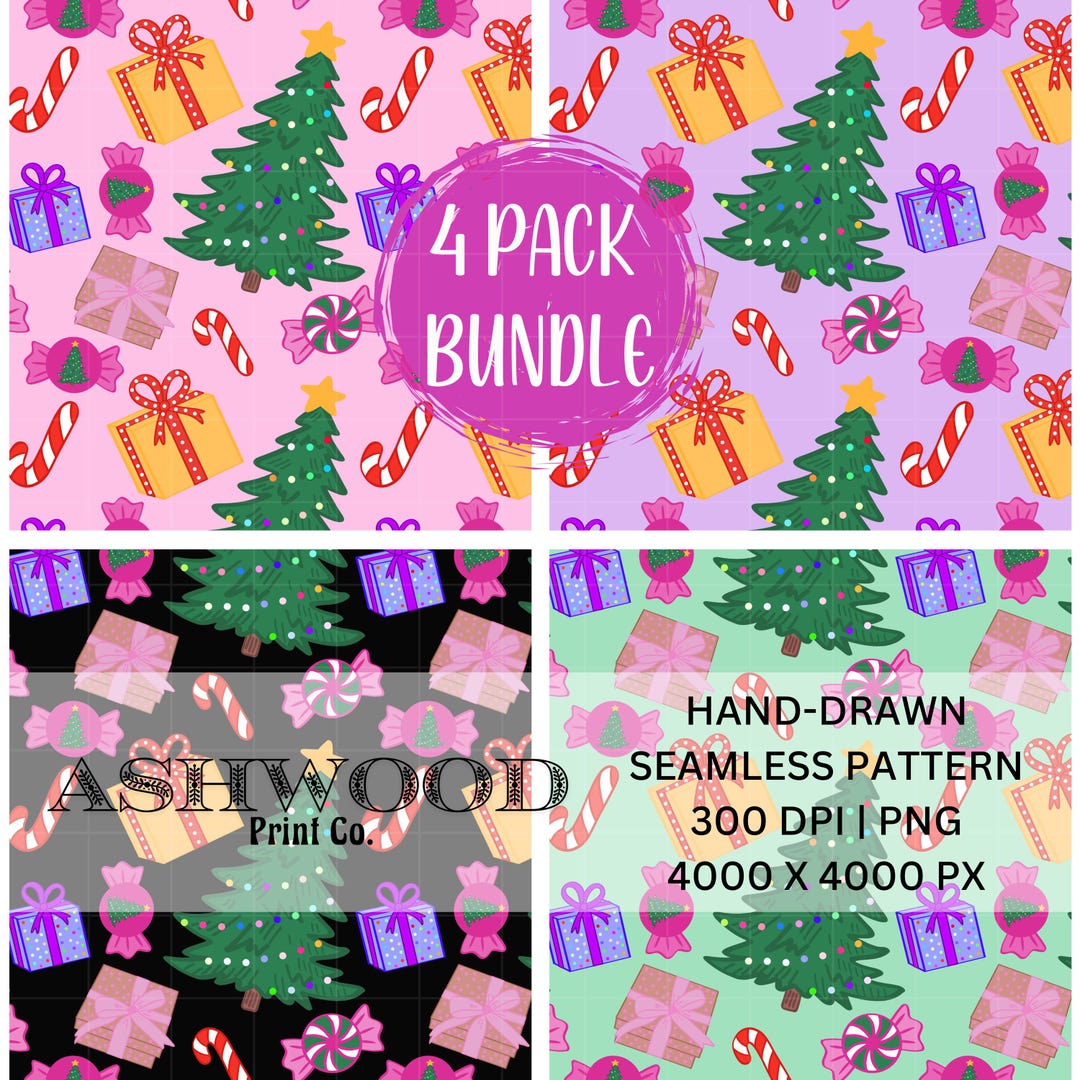Hand-drawn Multi-color Christmas Candy Seamless Black PNG High Quality ...