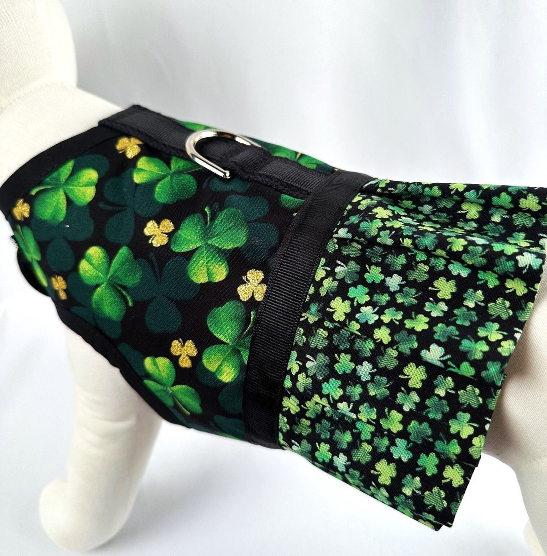 Lucky St. Patrick's Day Shamrock Dog Harness Vest Dress With Shamrock ...