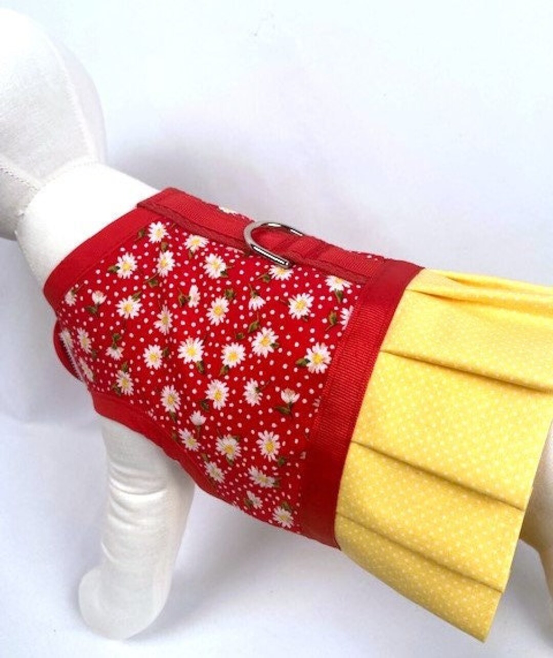 Red Daisy Flower Dog Ruffle Dog Harness Vest Dress - Etsy