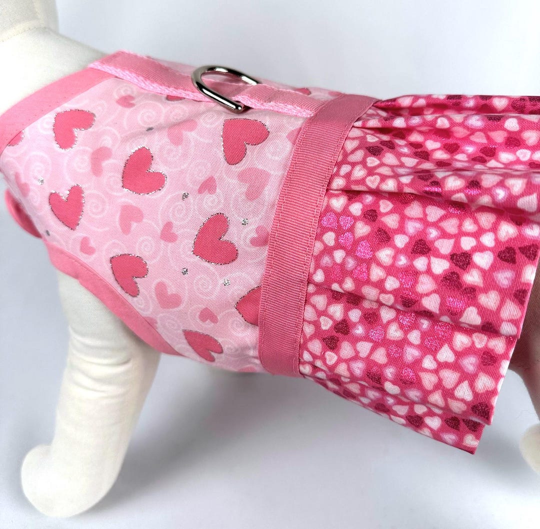 Pink Valentine's Day Hearts Ruffle Dog Harness Vest - Etsy