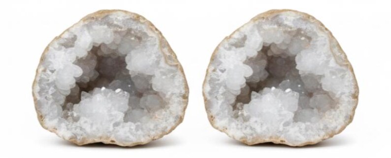 Popcorn Crystal Geode Pair | Cauliflower & Druzy Quartz Pocket Cave | 6 ...