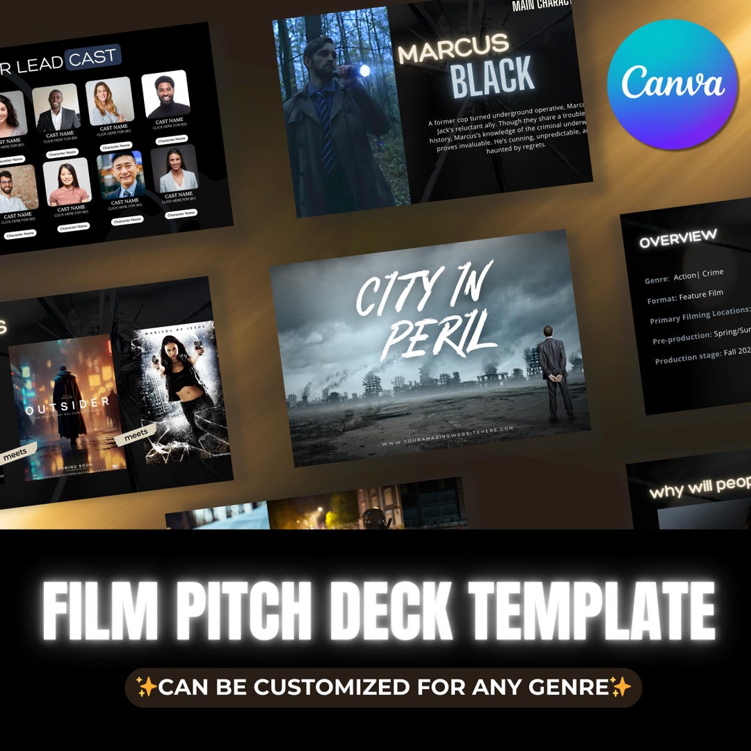 Crime Film Pitch Deck Template Action Movie Pitch Deck Canva Film Pitch ...