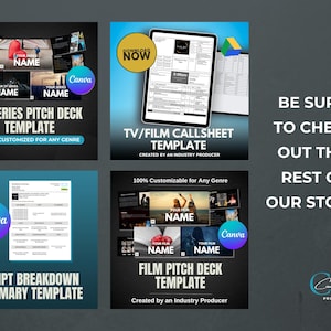 Film & TV Pitch One Sheet Template: 5 Canva Layouts (digital Download ...