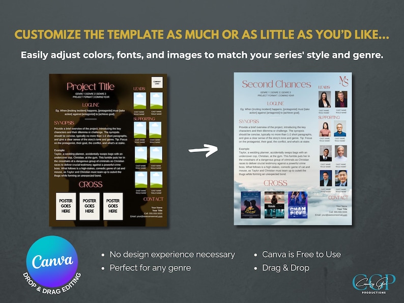Film & TV Pitch One Sheet Template: 5 Canva Layouts (digital Download ...