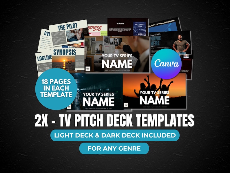 TV Series Pitch Deck Template: Canva, Light & Dark (digital Download ...