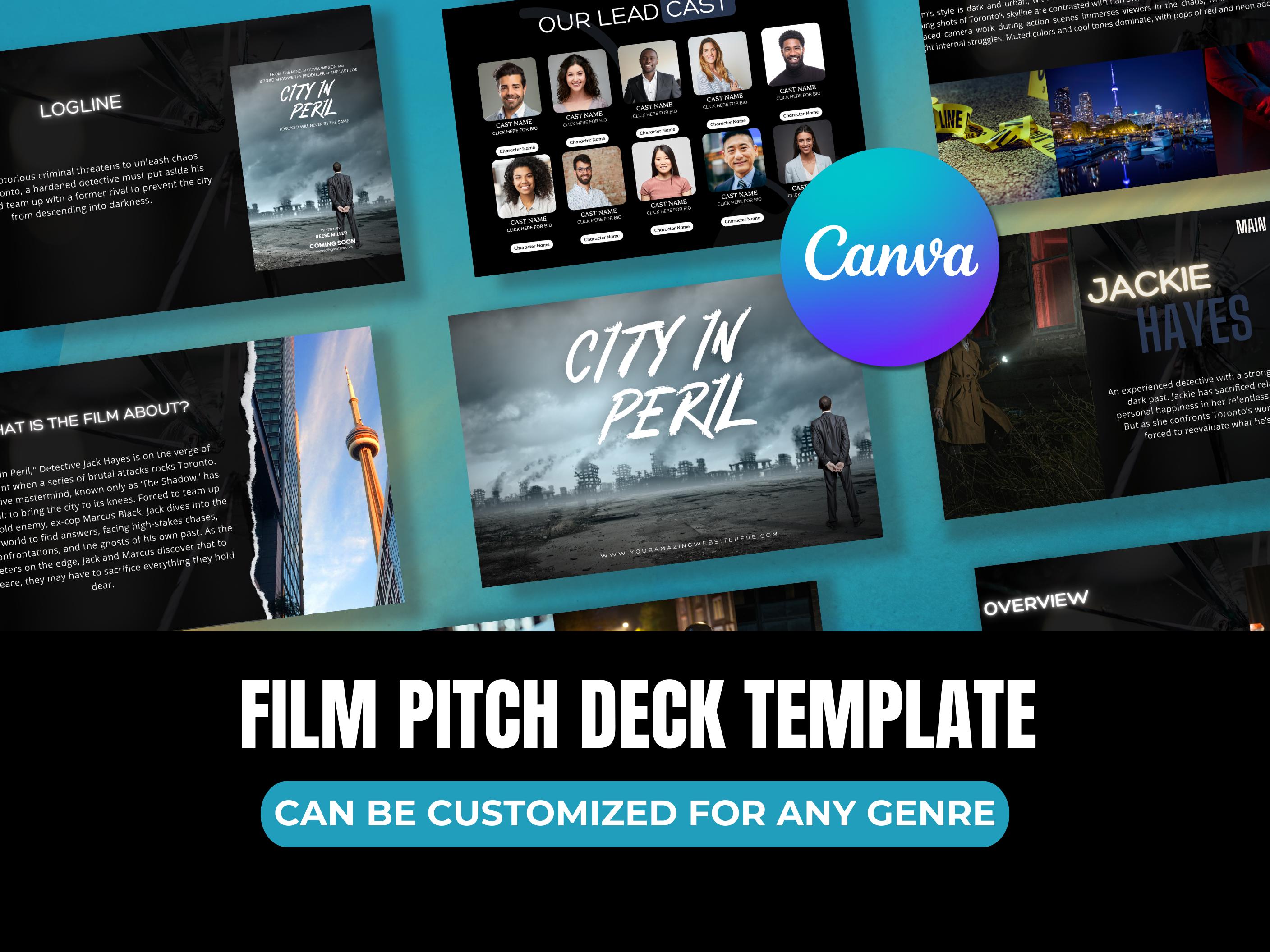 Film Pitch Deck Template Canva Movie Pitch Deck for Filmmaker ...