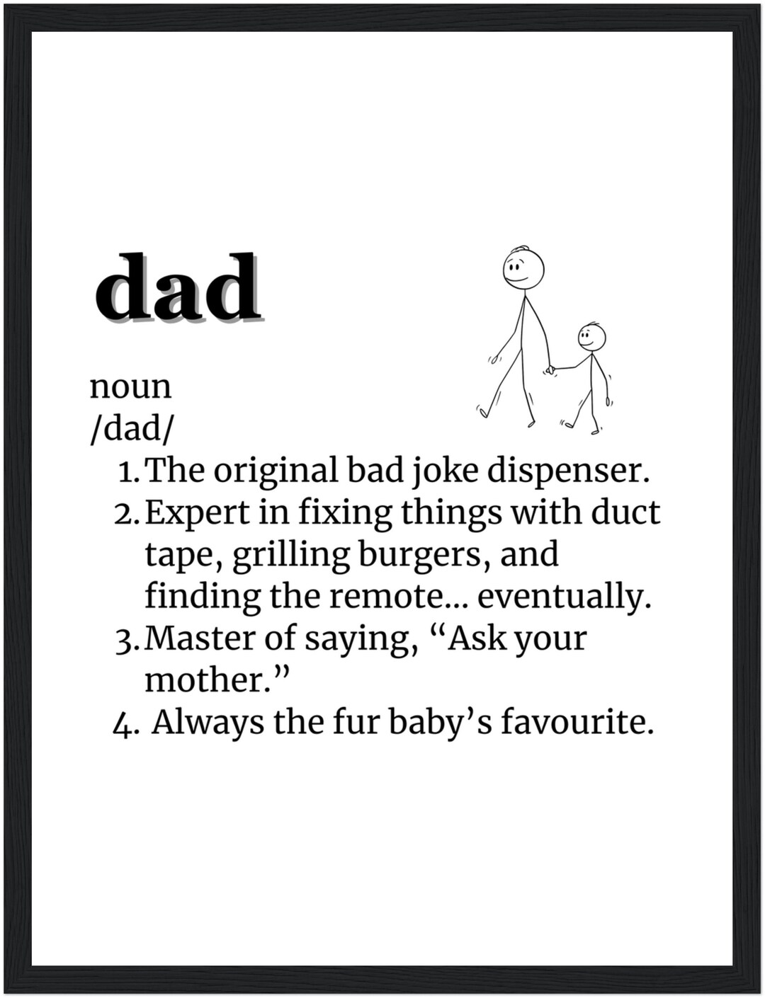 Digital Download Dad Definition Wall Art Funny Printable Dad Dictionary ...