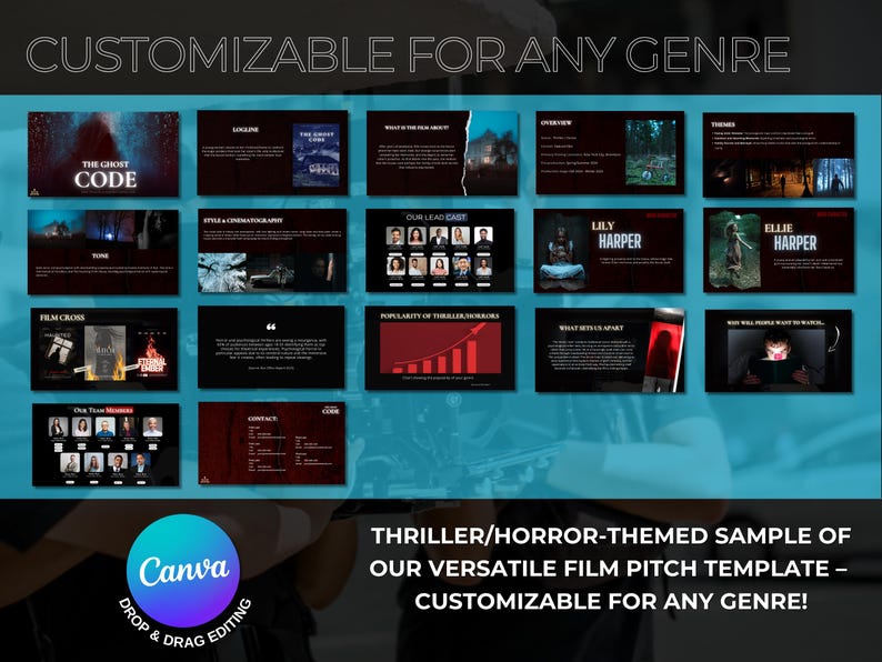 Film Pitch Deck Template for Canva: Customizable Filmmaker Presentation ...