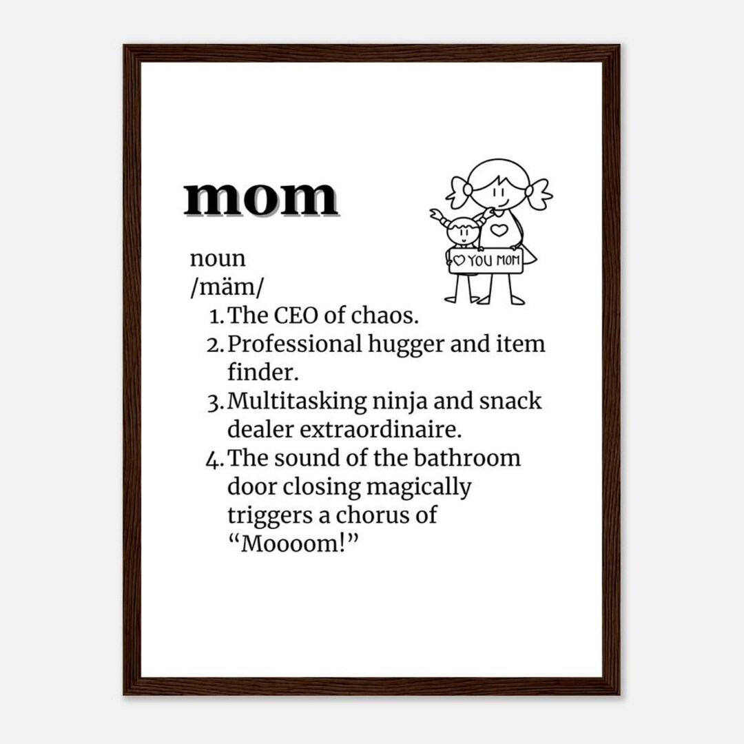 Mom Definition Wall Art Funny Dictionary Style Print 12x16 Framed ...