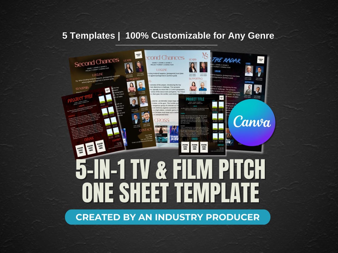 Film & TV Pitch One Sheet Template: 5 Canva Layouts (digital Download ...