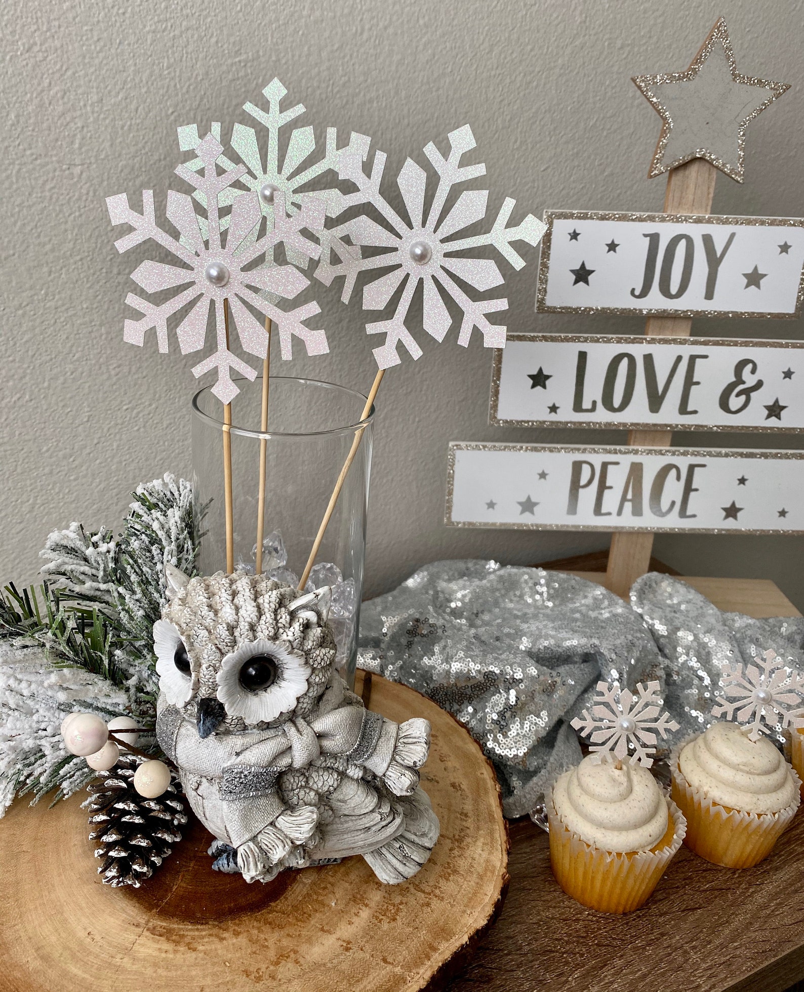 Snowflake Centerpiece qty. 3 Winter Wonderland Decor - Etsy