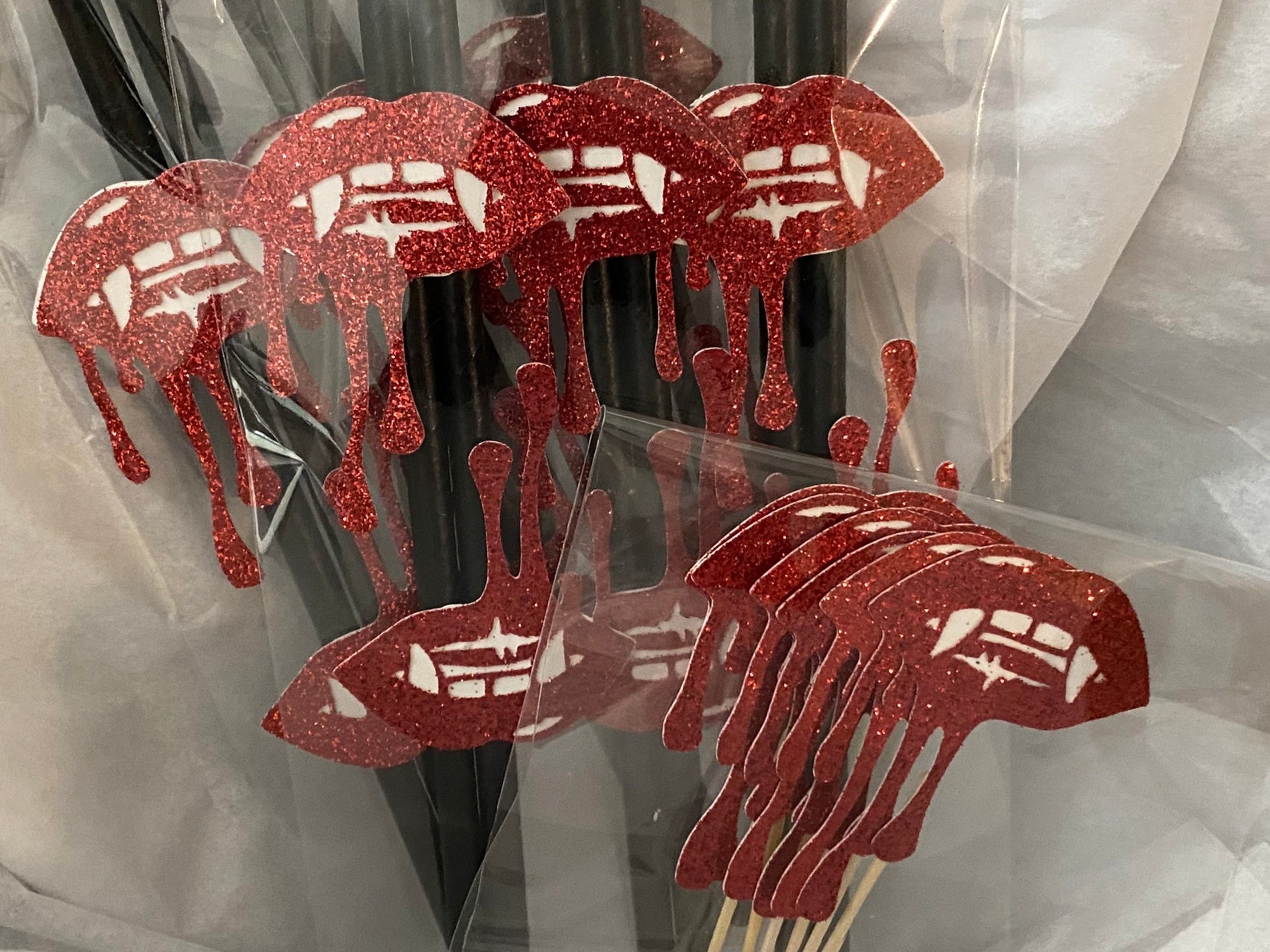 Vampire Straws qty. 12 Vampire Lips Vampire Party Decor | Etsy