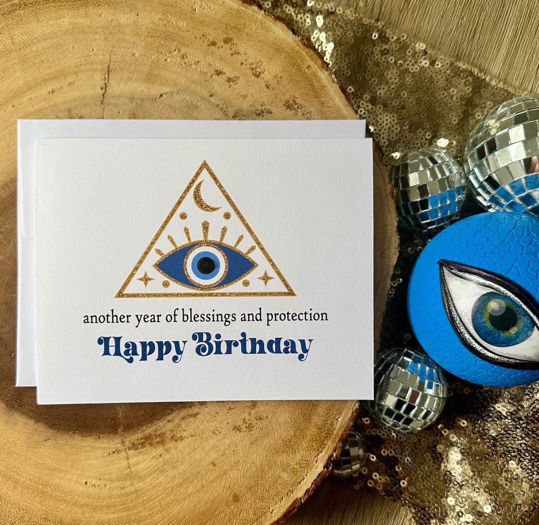 Eye Birthday Card (qty. 1)| Blue Eye Card| No Bad Vibes Card| Evil ...