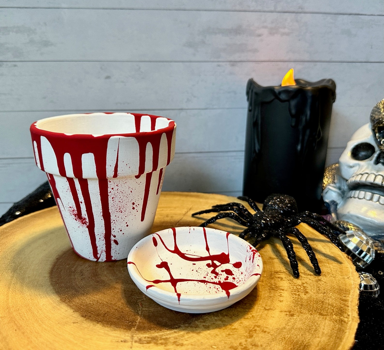 Blood Splatter Terracotta Pot With Saucer| True Crime Gifts| Plant Pot ...