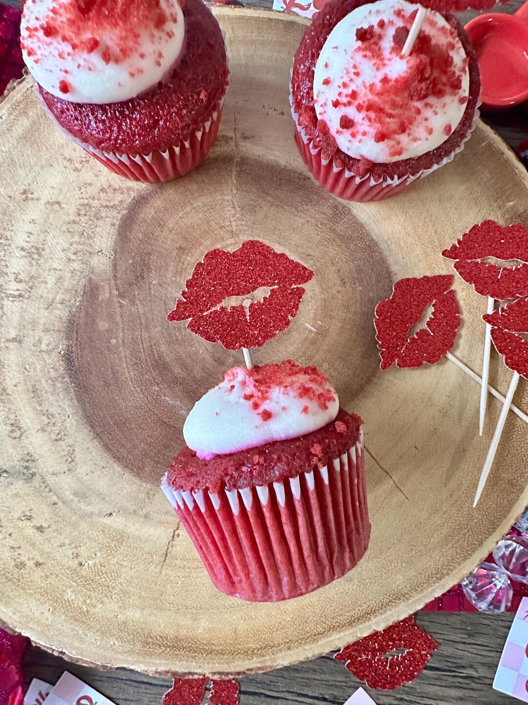 Lip Cupcake Toppers (qty. 6)| Kiss the Miss Goodbye| Kiss the Miss ...