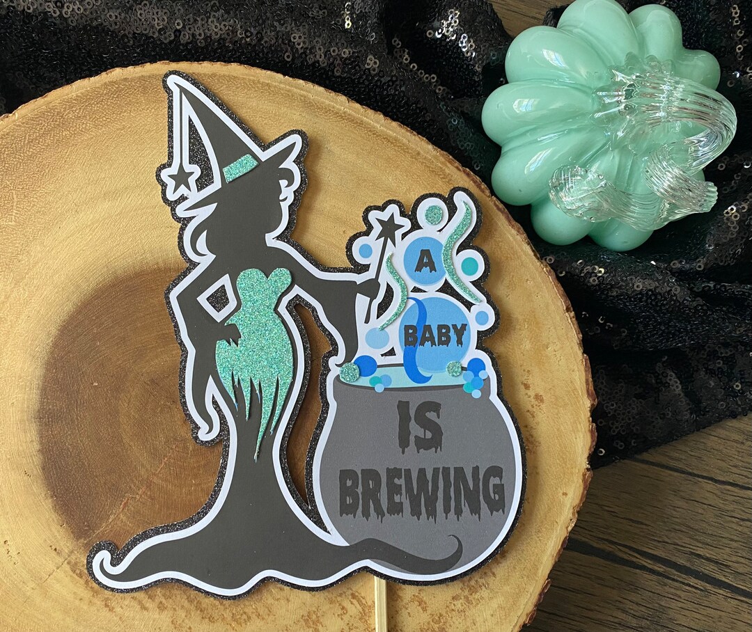 Baby Brewing Cake Topper| Halloween Baby Shower Cake Topper| Witch Cake ...