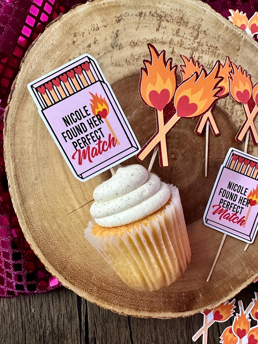 Perfect Match Cupcake Toppers (qty. 6)| She Found Her Perfect Match ...