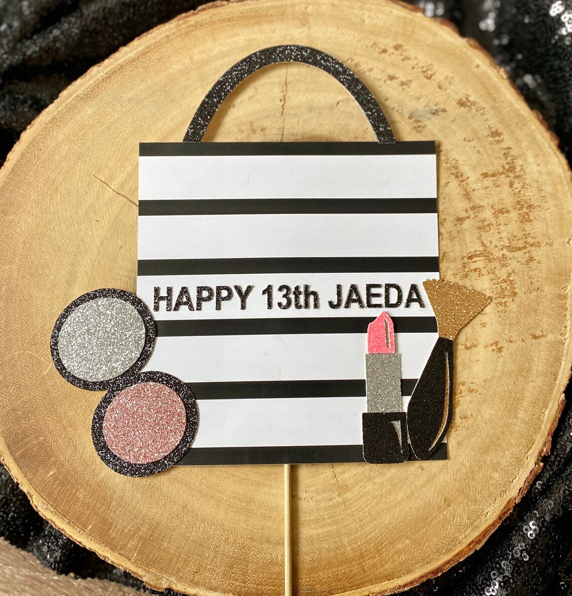 Makeup Cake Topper Personalized Cake Topper Lipstick Cake Etsy