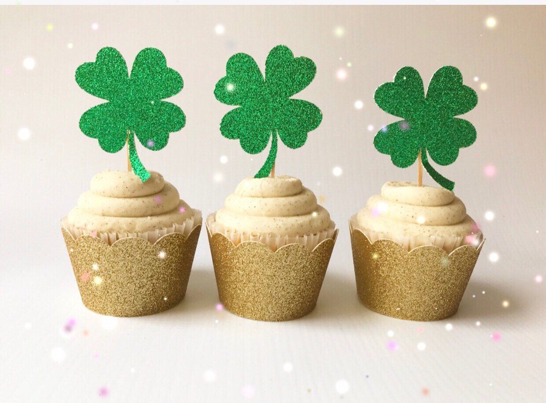 St. Patrick's Day Cupcake Toppers Shamrock Toppers - Etsy