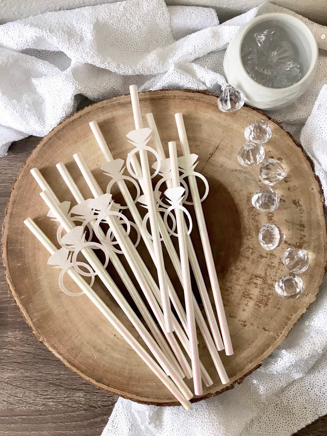 Ring Straws (qty. 12)| Diamond Straws| Diamond Party Decor| Bridal ...