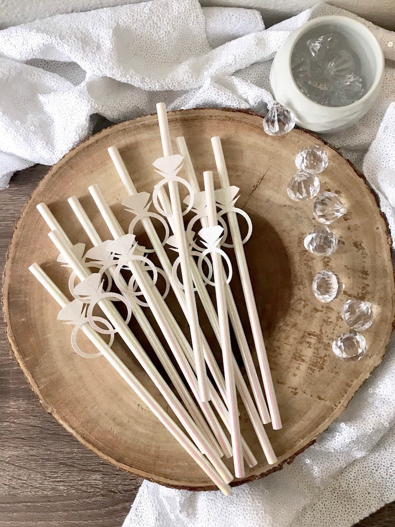 Ring Straws (qty. 12)| Diamond Straws| Diamond Party Decor| Bridal ...