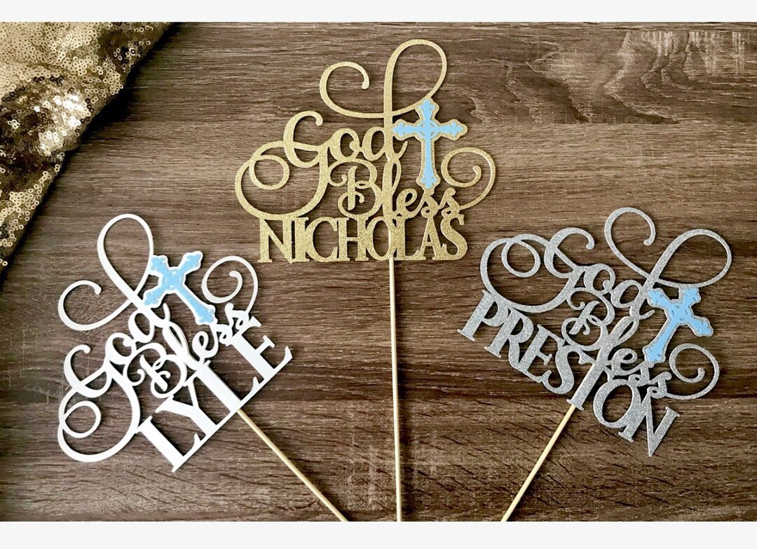Communion Cake Topper| God Bless Cake Topper| Baptism Cake Topper ...
