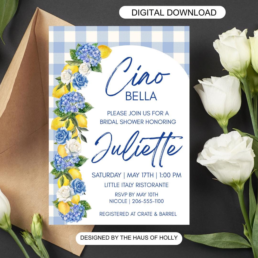 Italian Summer Bridal Shower Invitation| Italian Wedding Party Decor ...