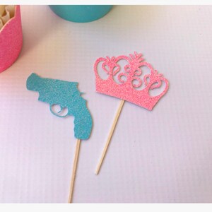 Guns or Glitter Cupcake Toppers Guns or Glitter Gender Reveal Boy or ...