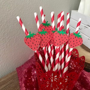 Strawberry Straws (qty. 12)| Sweet One Birthday| Berry Sweet Birthday ...