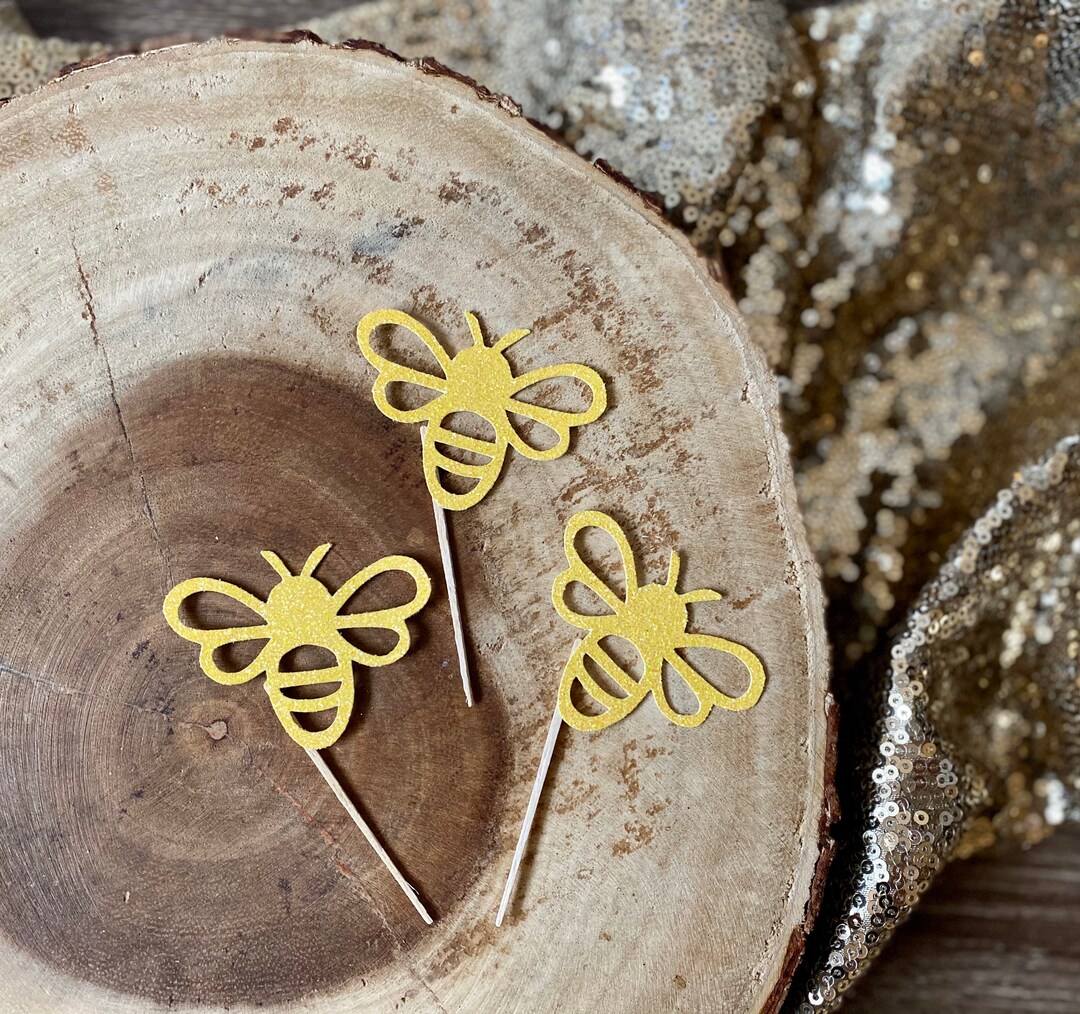 Bee Cupcake Toppers (qty. 6)| Bee Birthday Toppers| Bee Party Decor ...