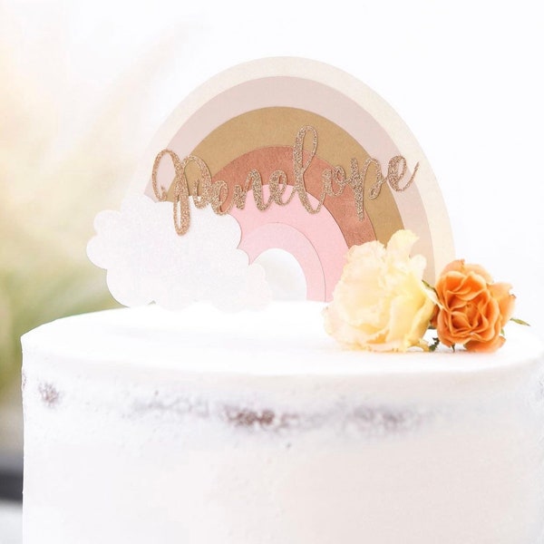 Boho Rainbow Cake Topper Svg - Etsy