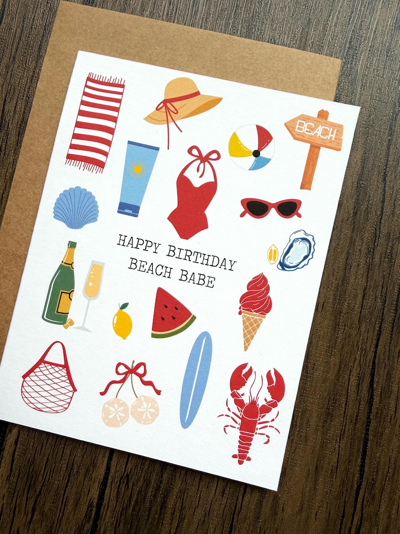 Happy Birthday Beach Greeting Card - Etsy