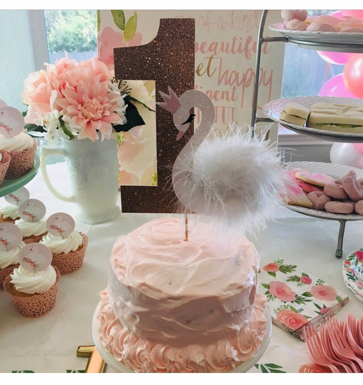 Swan Cake Topper Swan Birthday Swan Party Decor Swan Party - Etsy