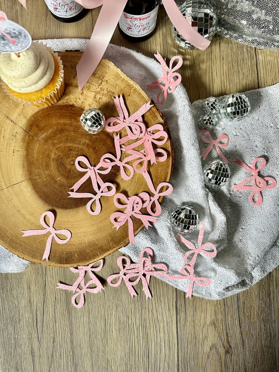 30 Piece Pink Bow Confetti| Shes Tying the Knot Bachelorette| Coquette ...