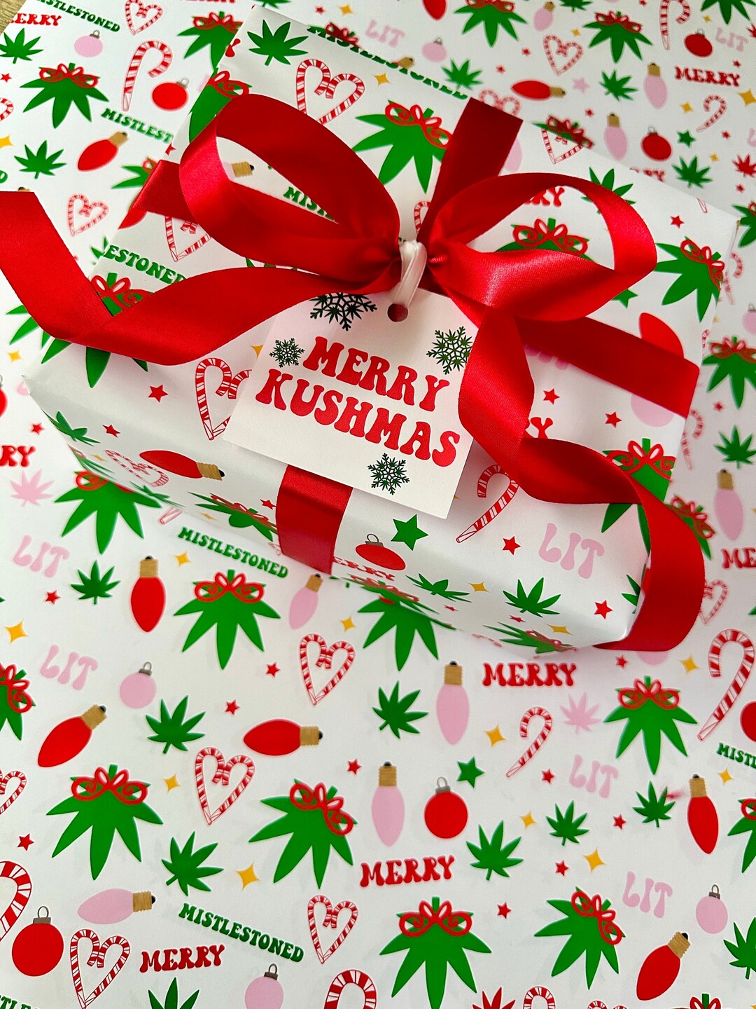 Mistlestoned Christmas Wrapping Paper| Marijuana Christmas Gifts| Weed ...
