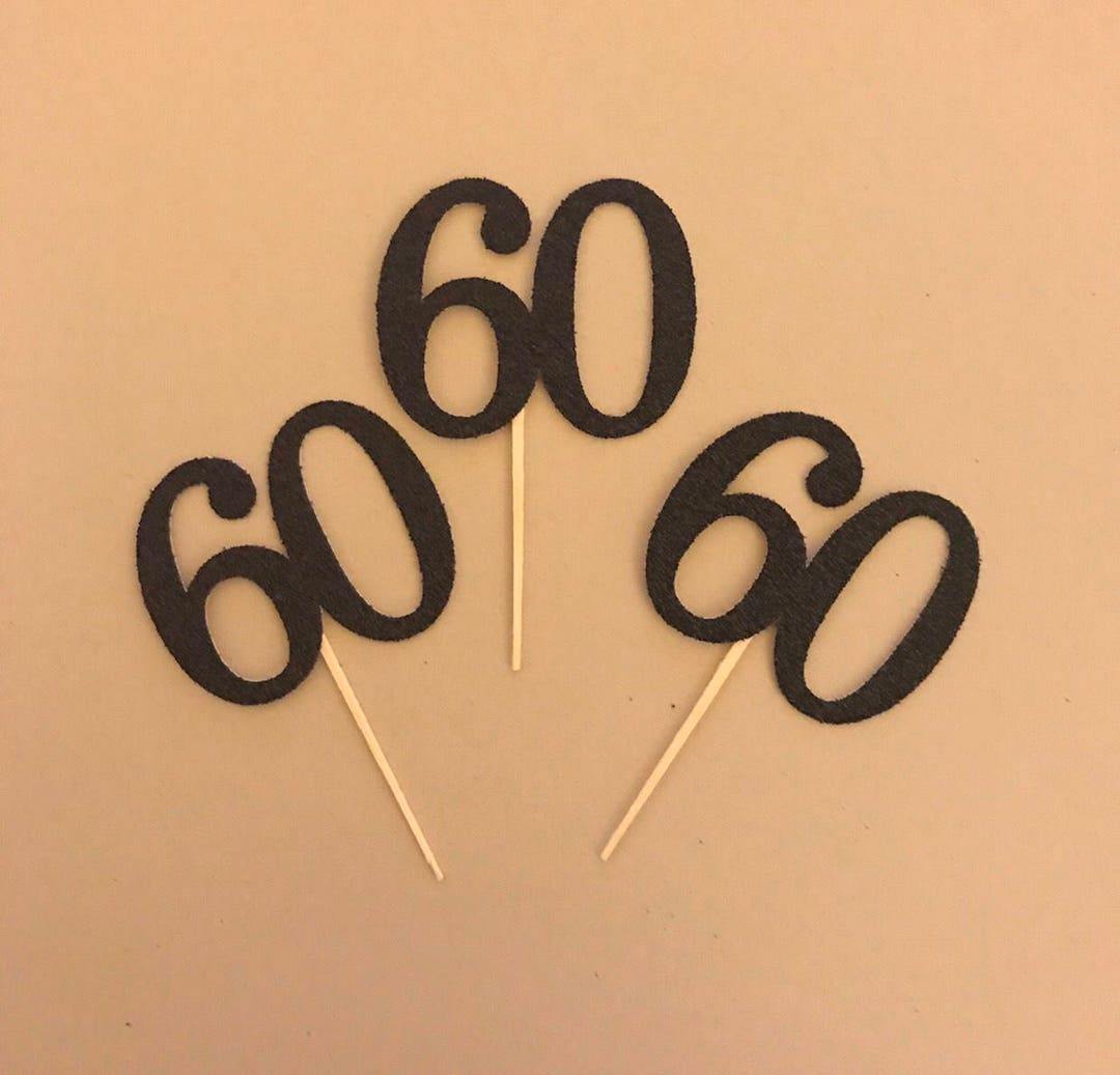 Age 60 Cupcake Toppers (qty. 6)| Sixty Cupcake Toppers| 60th Birthday ...