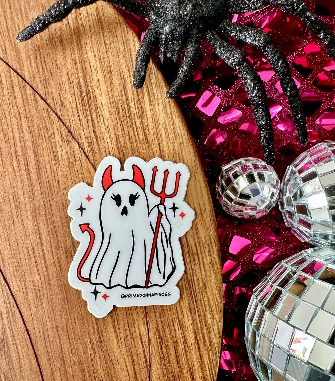Devil Ghost Sticker (qty. 1)| Ghost Stickers for Her| Girly Ghost ...