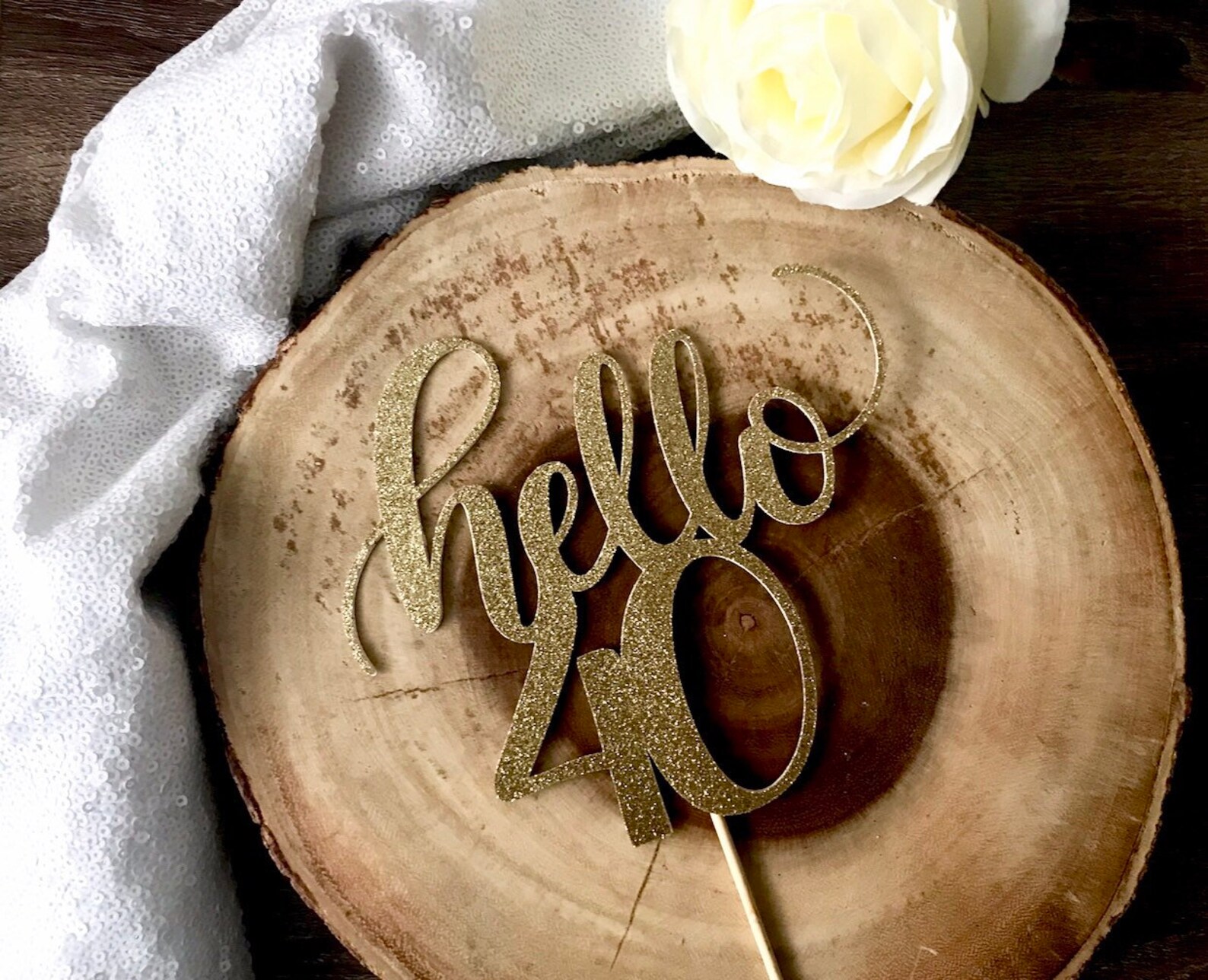 Hello 40 Cake Topper| Age Cake Topper| Number Cake Topper| Forty Cake ...