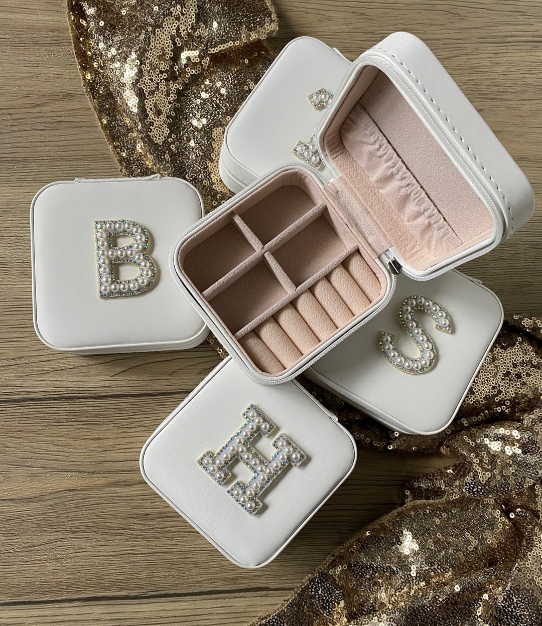 Pearl Initial Monogram Jewelry Box qty. 1 Personalized - Etsy