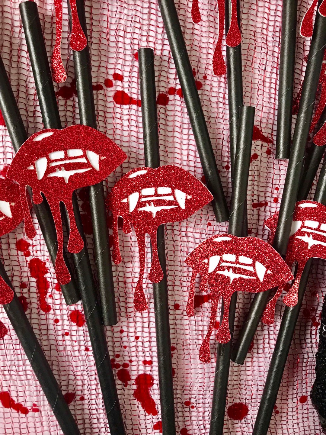 Vampire Straws (qty. 12)| Vampire Lips| Vampire Party Decor| Vampire ...