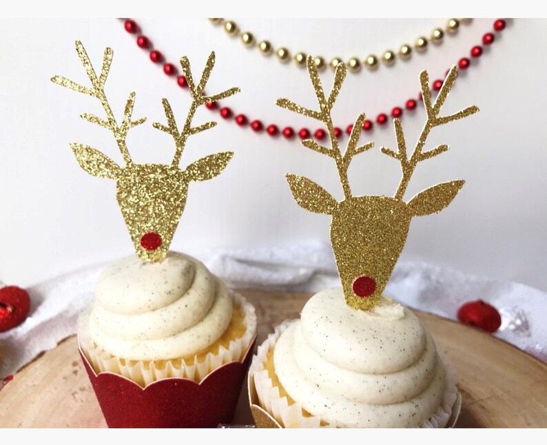 Reindeer Cupcake Toppers Rudolph Cupcake Toppers Deer | Etsy
